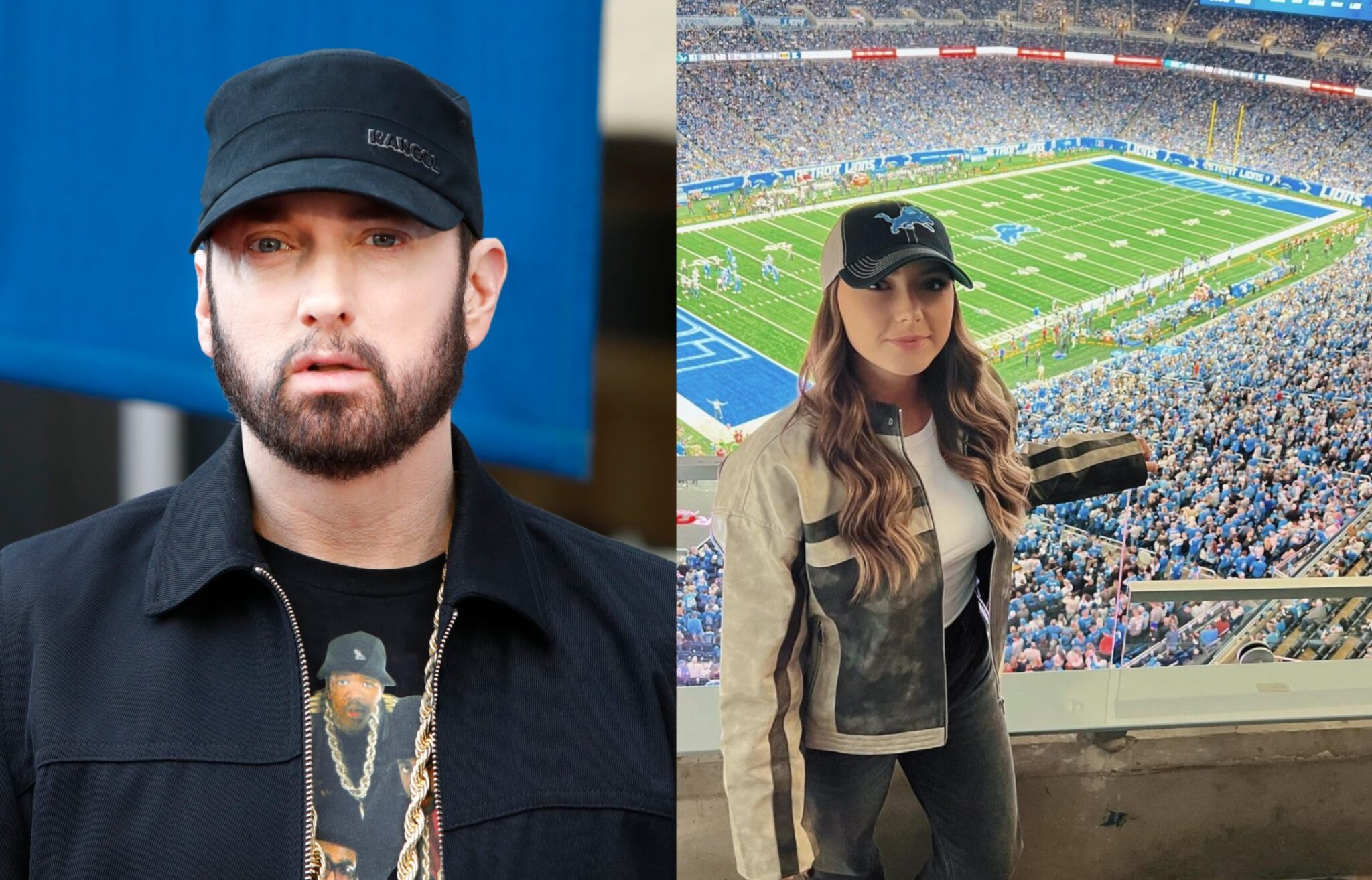 Eminem & Daughter Hailie Jade Have a Rare Outing at Detroit Lions Game