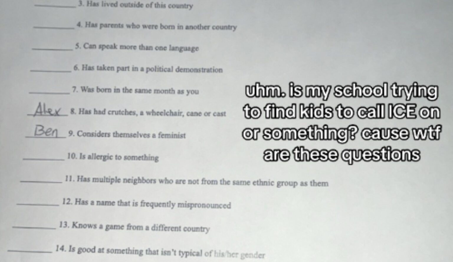An Alleged Secret ICE Questionnaire Has a High Schooler Shook