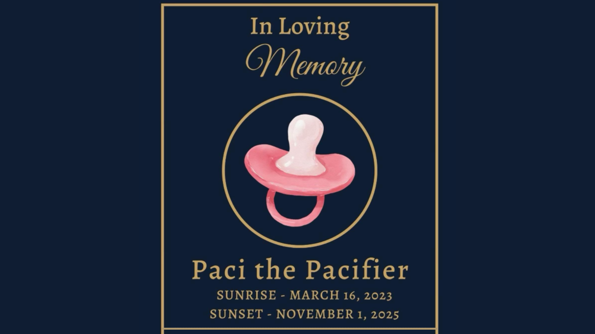 Family Holds Home Funeral for Their Child's Pacifier